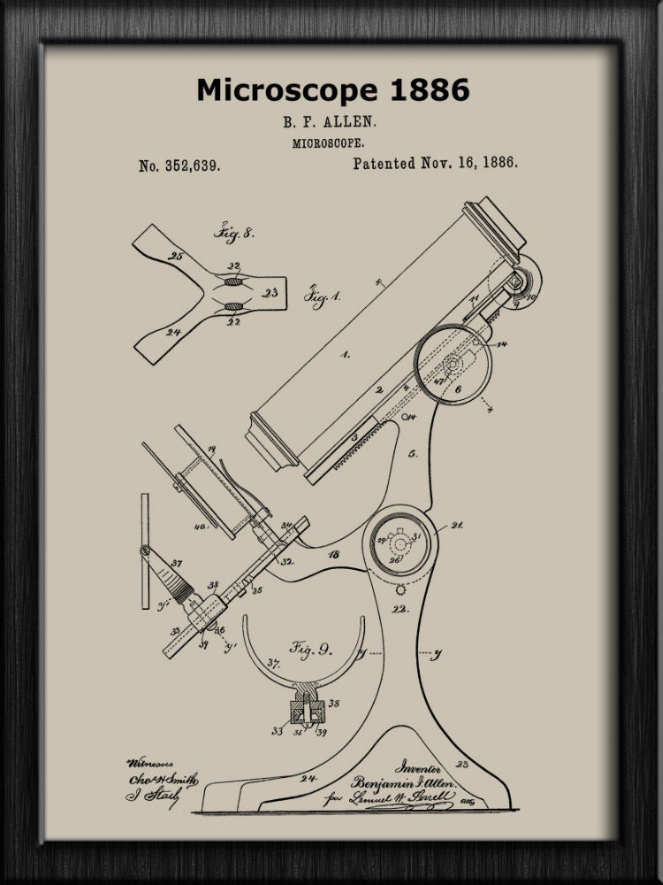 Vintage 1886 Microscope Patent Print,microscope Print,microscope Gift ...