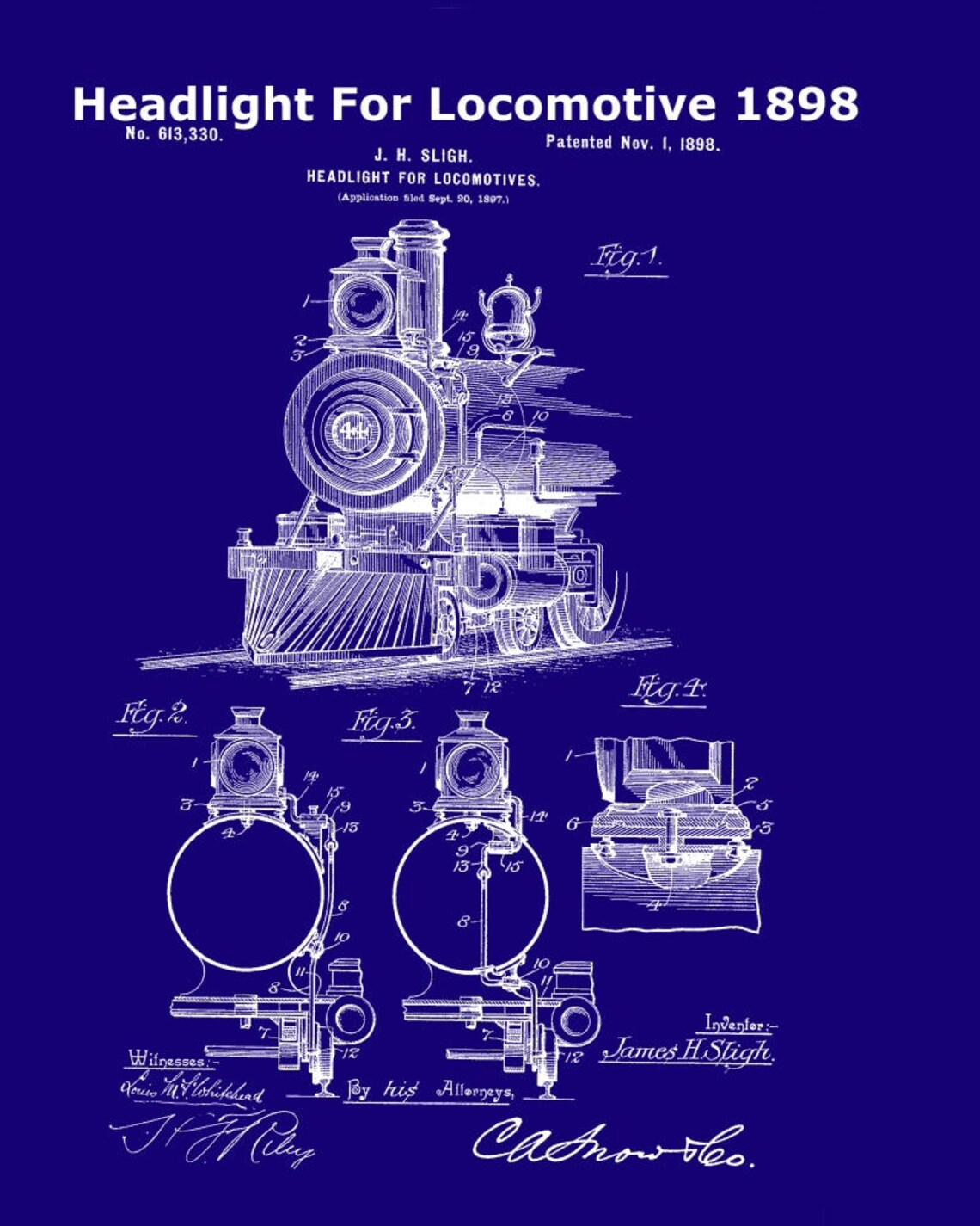 1898 Headlight for Locomotive Steam Engine,steam Engine Print,steam ...