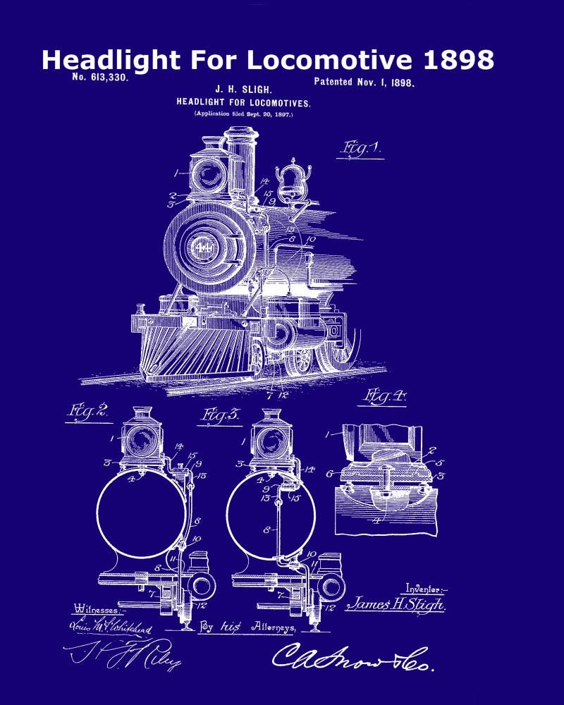 1898 Headlight for Locomotive Steam Engine,steam Engine Print,steam ...