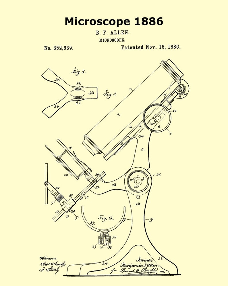 Vintage 1886 Microscope Patent Printmicroscope - Etsy