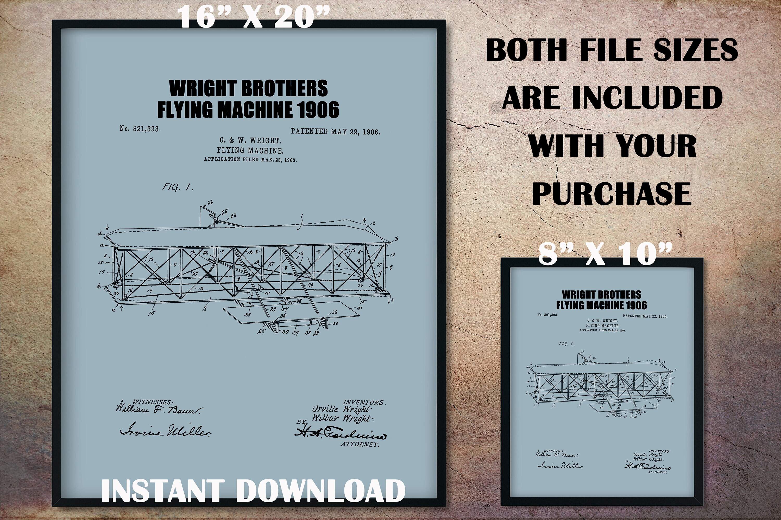 1906 Wright Brothers Flying Machine Patent Print,aviation Gift,plane ...