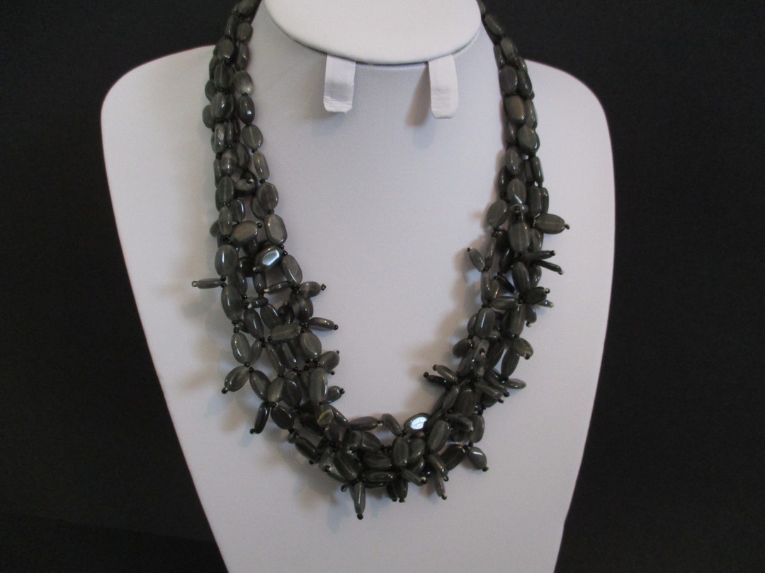 A Modern Polished Blackish Grey Stone Necklace - Etsy