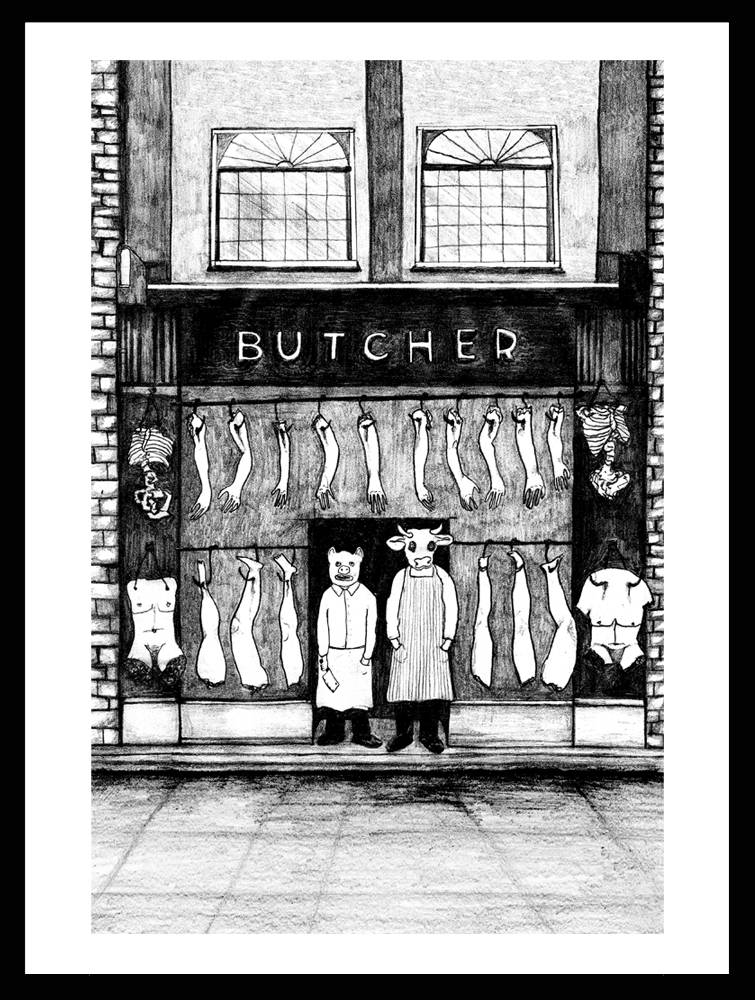 Butcher - Art Print - Unframed - Horror Art - SLASH-UPS - James ...