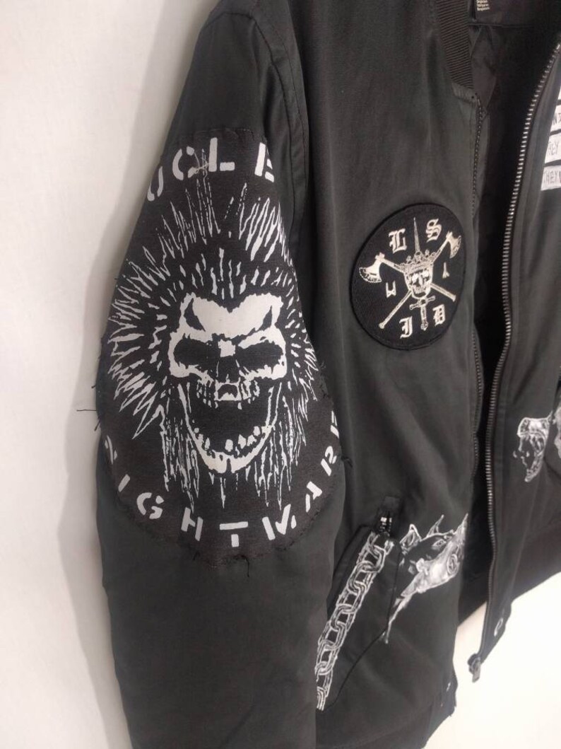 Custom Bomber Jacket Crust Punk Jacket Punk Rock Jacket | Etsy