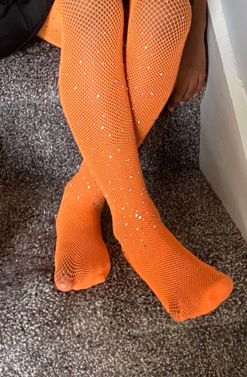Orange Fishnet Children Child Fishnet Sparkle Crystal | Etsy
