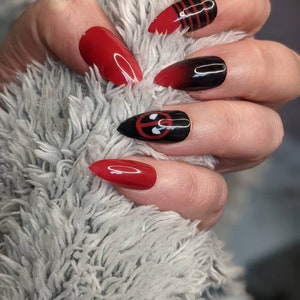 Deadpool Press on False Nails Halloween Nails - Etsy