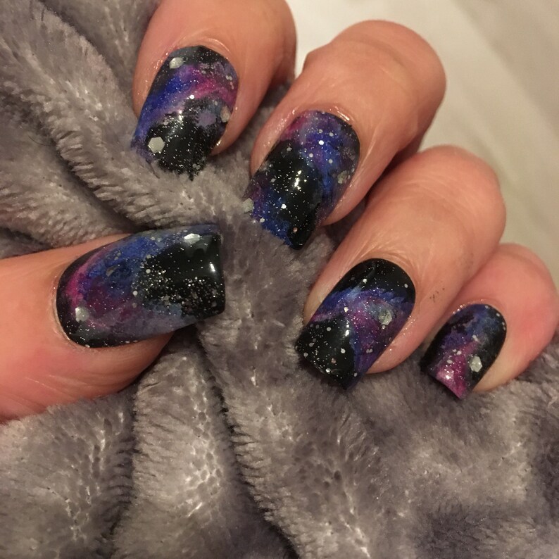 Galaxy Space Press On False Nails | Etsy