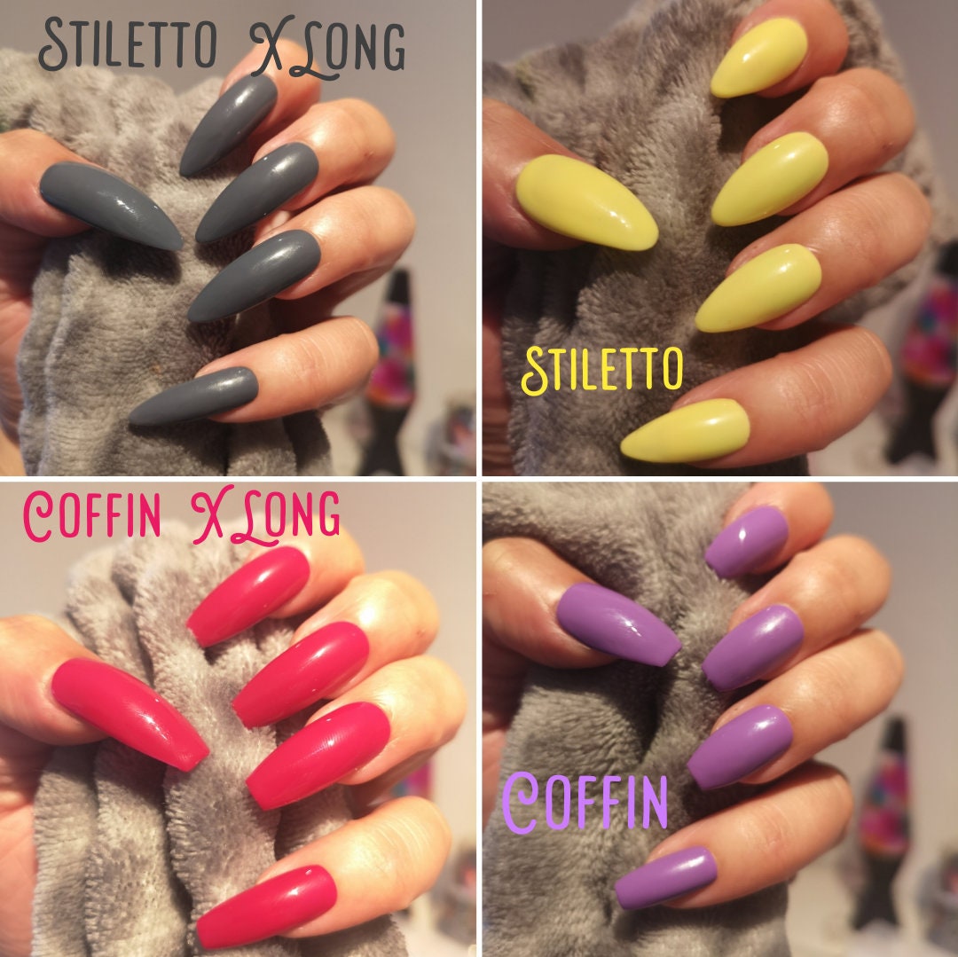 Neon Rainbow Smoke Effect Press on False Nails | Etsy