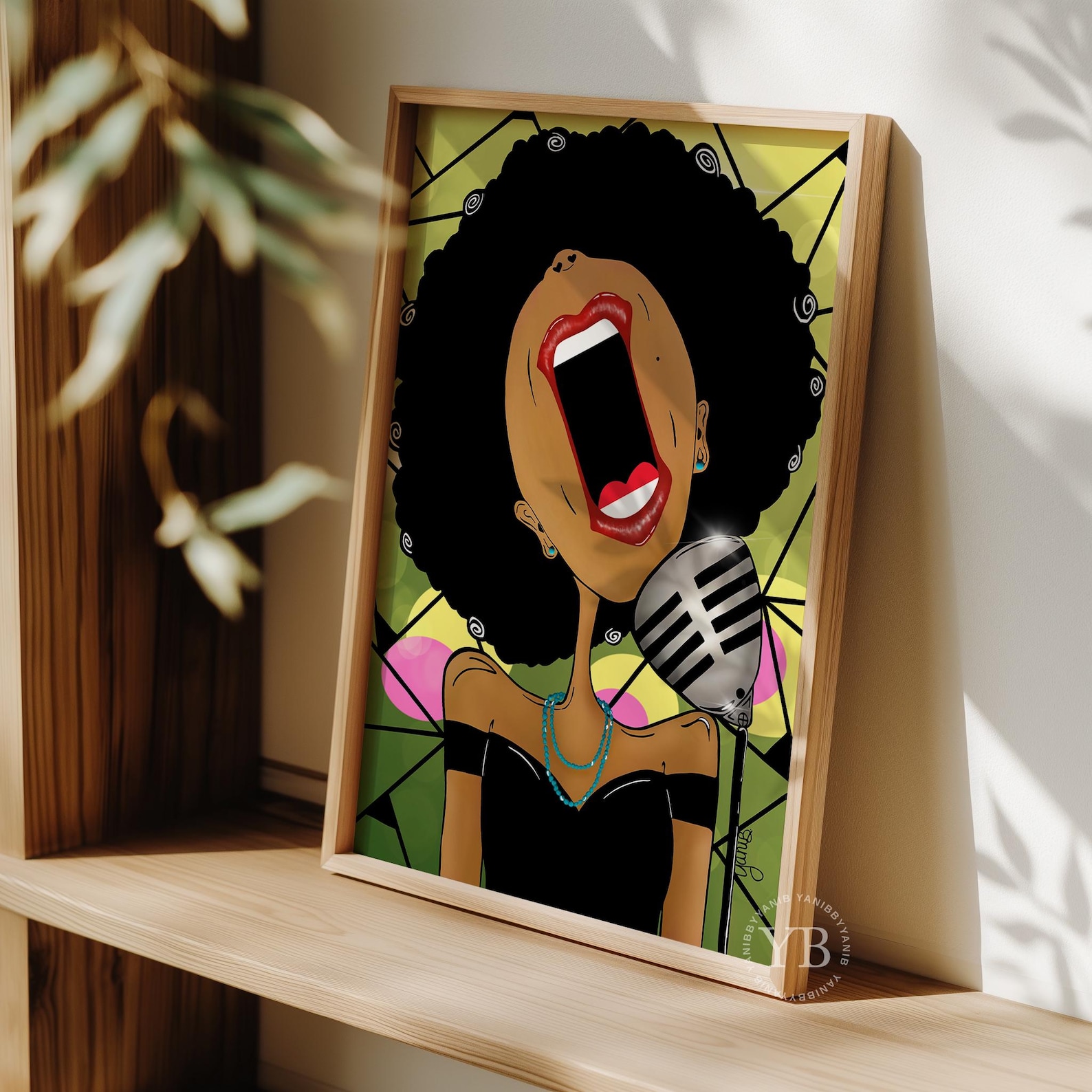 Abstract Black Art Music Print, Black Woman Singing, African American ...