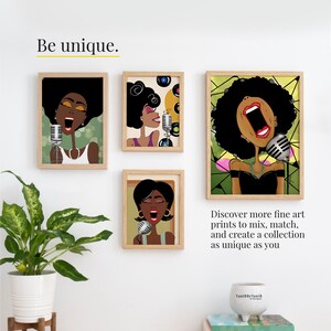 Abstract Black Art Music Print, Black Woman Singing, African American ...