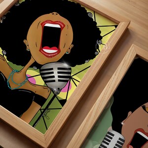 Abstract Black Art Music Print, Black Woman Singing, African American ...
