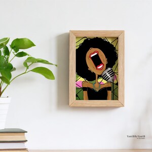 Abstract Black Art Music Print, Black Woman Singing, African American ...