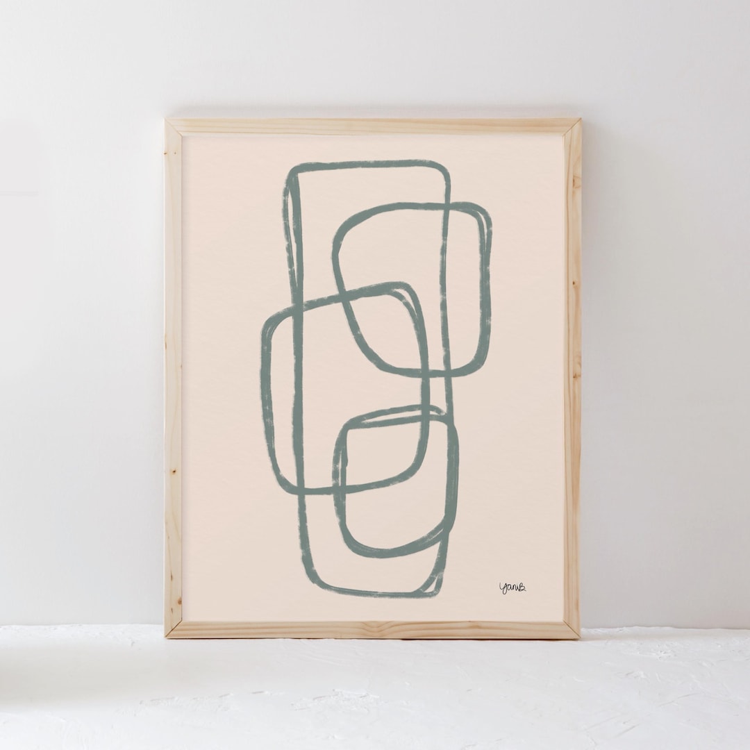 Modern Abstract Line Art, Minimalist Wall Art Print, Geometric Shapes ...