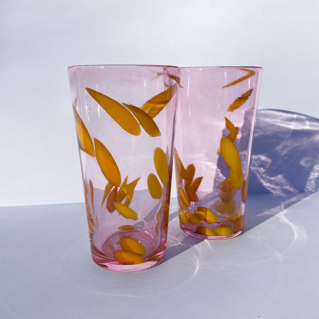 Handmade Lemon Pink Pint Glasses: Pink, Orange, and Yellow - 16 Oz - Etsy