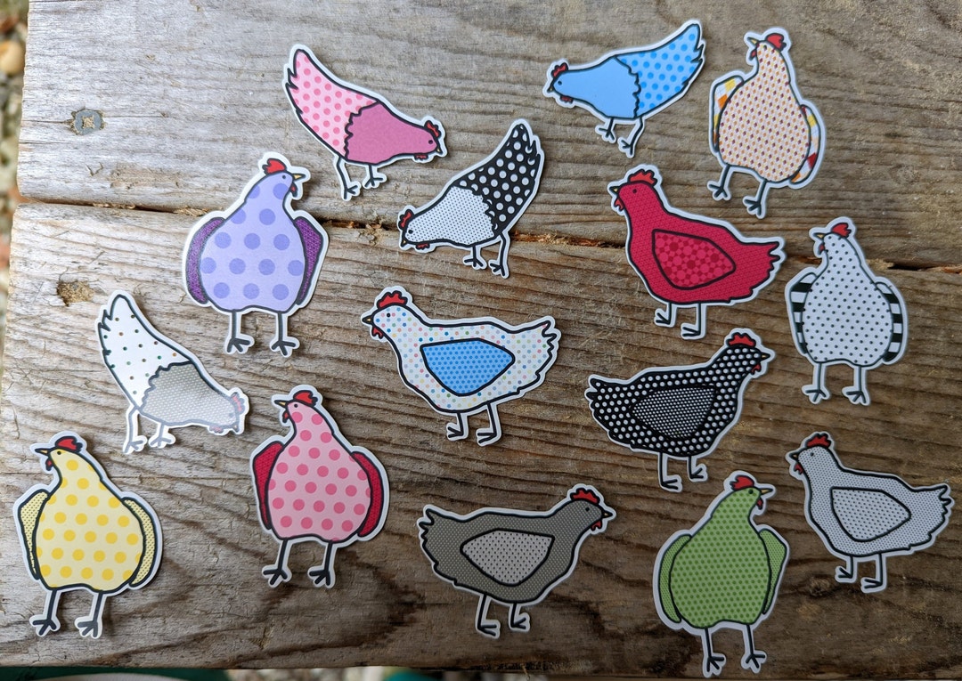 Cute Hen Vinyl Sticker Complete Set | Colorful Patterned Chicken Full ...