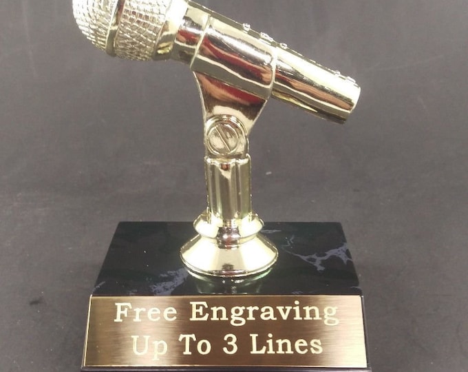 Microphone Trophy Music Karaoke Award. Free Custom Engraving - Etsy