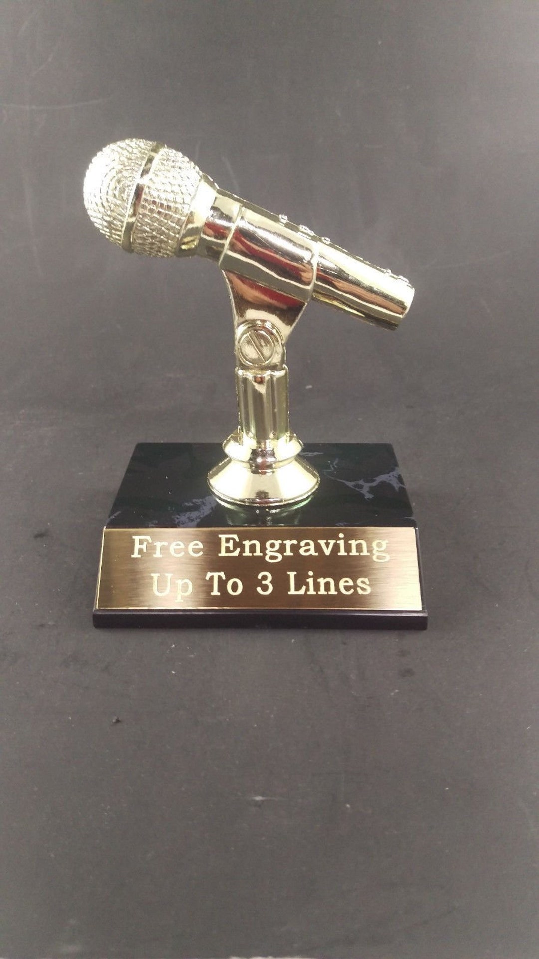 Microphone Trophy Music Karaoke Award. Free Custom Engraving - Etsy