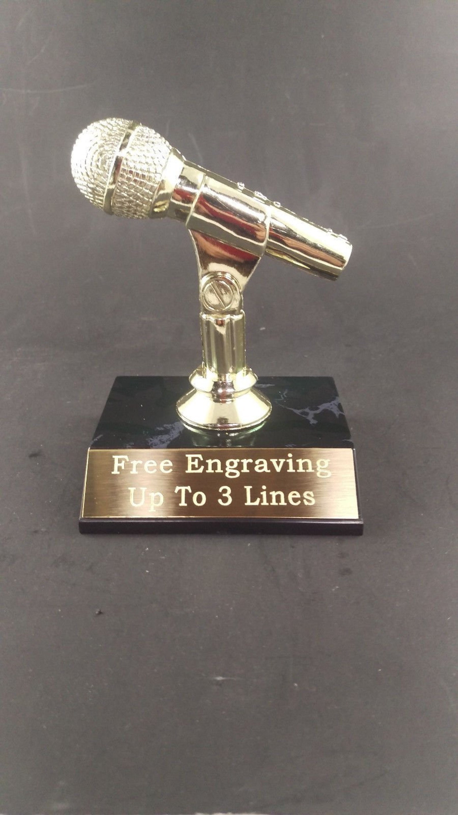 Microphone Trophy Music Karaoke Award. Free Custom Engraving - Etsy