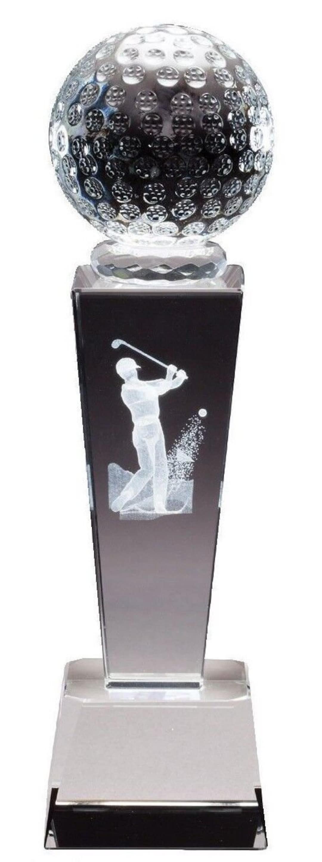 Crystal Glass Golf Trophy Award .free Engraving on Black Plate. - Etsy