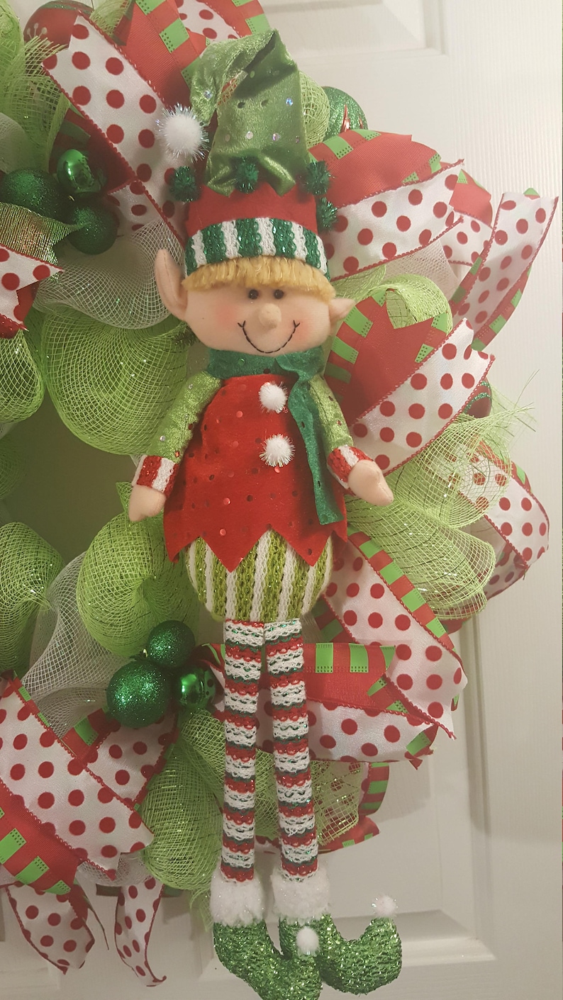 Christmas Wreath Winter Wreath Elf Wreath Christmas Elves | Etsy