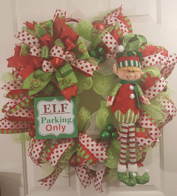 Christmas Wreath Winter Wreath Elf Wreath Christmas Elves | Etsy