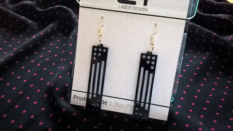 Mackintosh Inspired Earrings, Black Earrings - Etsy