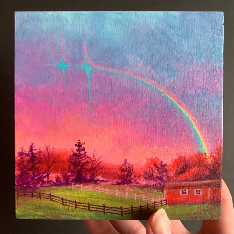 Star Studded Landscapes Mini Original Paintings - Etsy