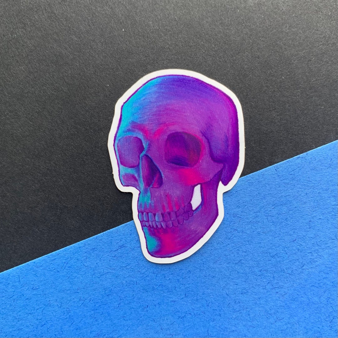 Pink and Purple Skull Sticker - Etsy