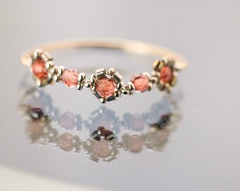 Gold Garnet Infinity Ring Gold Filled Ring Stackable Rings | Etsy