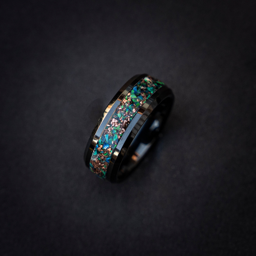 Meteorite Ring Black Ceramic Ring, Black Ring, Black Engagement Ring ...