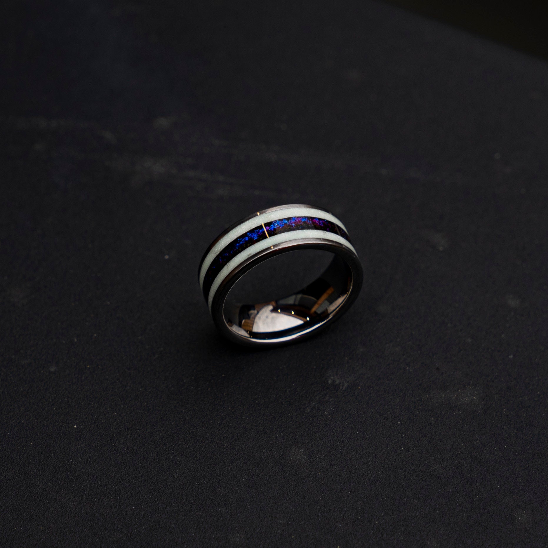 Glow in the dark ring, glow ring, mens wedding band, tungsten ring men ...