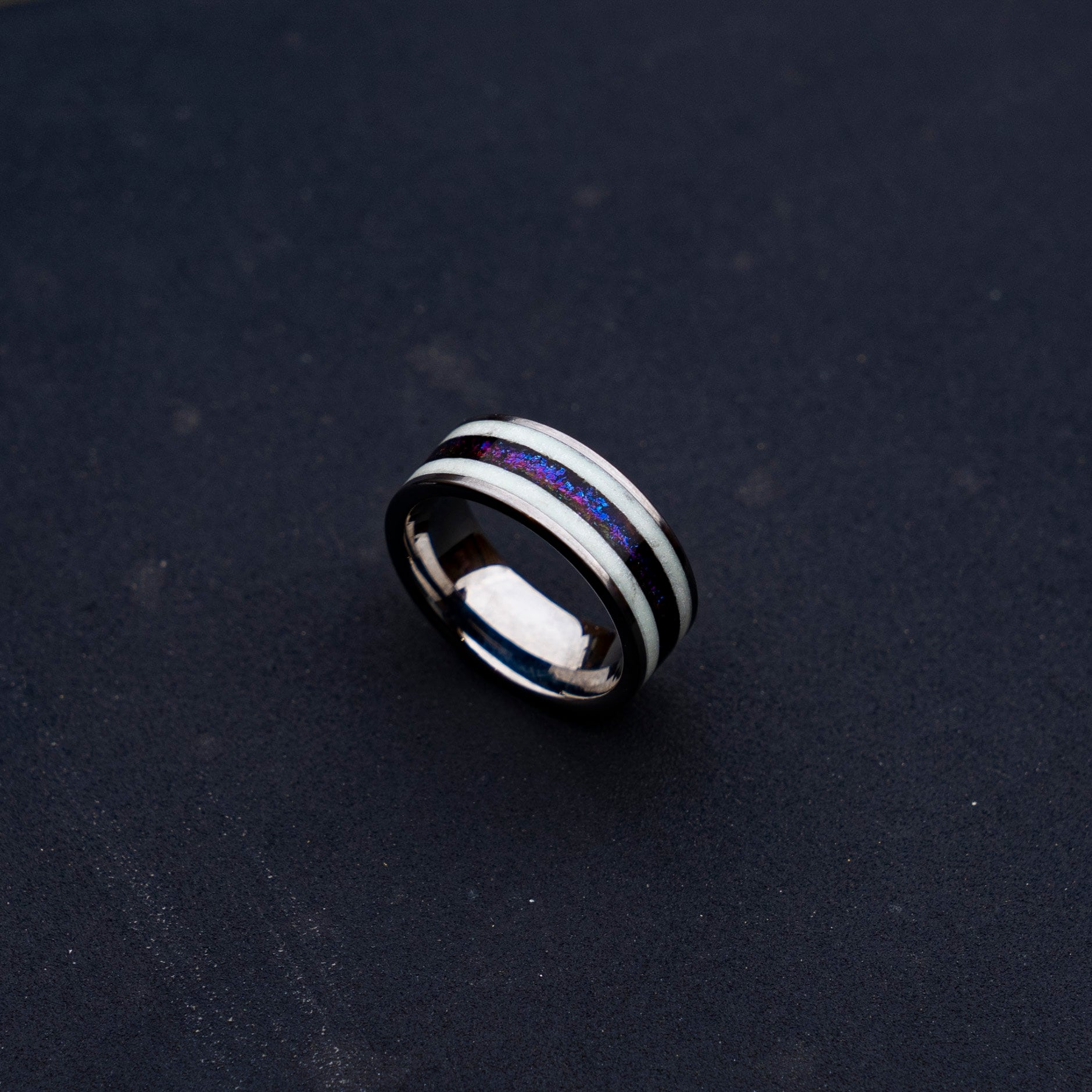 Glow in the dark ring, glow ring, mens wedding band, tungsten ring men ...