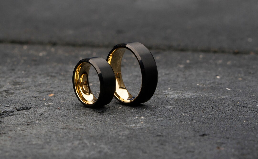 Tungsten Wedding Ring Set. Wedding Set. Minimalistic Wedding Ring ...