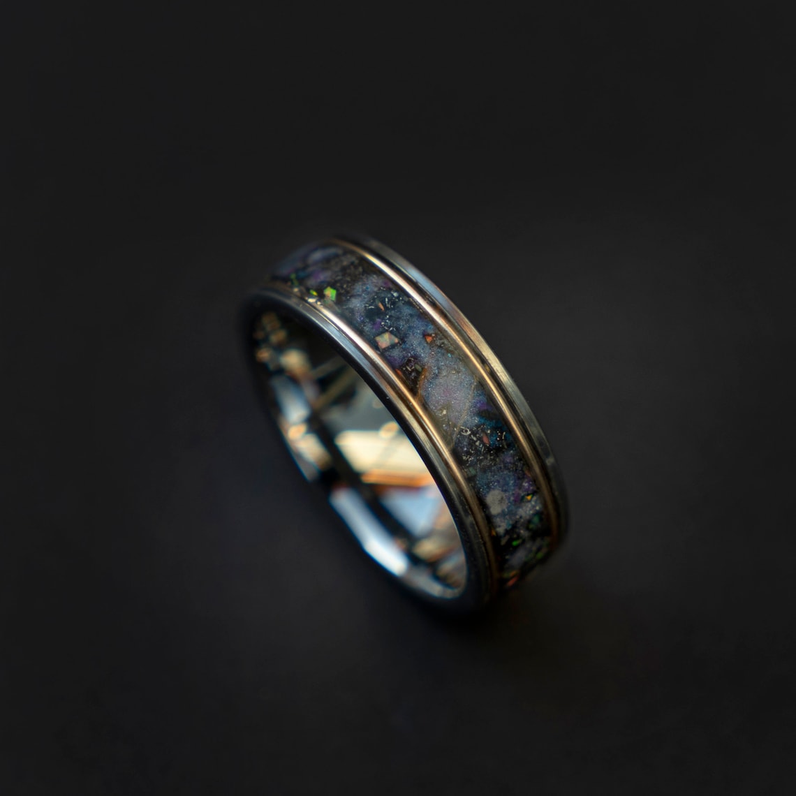 Galaxy Opal Ring With Gold Wire and Meteorite Mens Wedding - Etsy