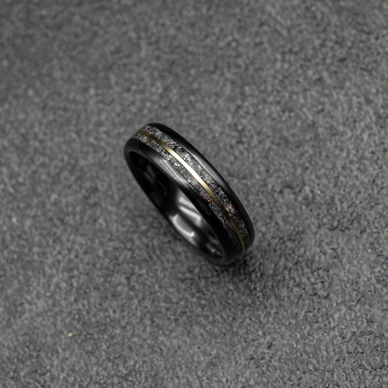 Meteorite Ring Glow Ring Gold Tungsten Ring Ceramic Ring | Etsy