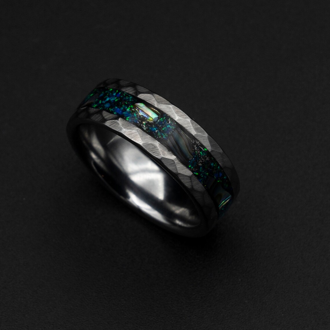 Abalone Shell Ring Mens Wedding Band Abalone Ring Mens | Etsy