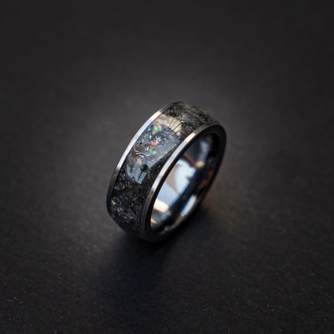 Lunar Moon Meteorite Mens Ring, Lunar Jewelry, Mens Meteorite Ring ...
