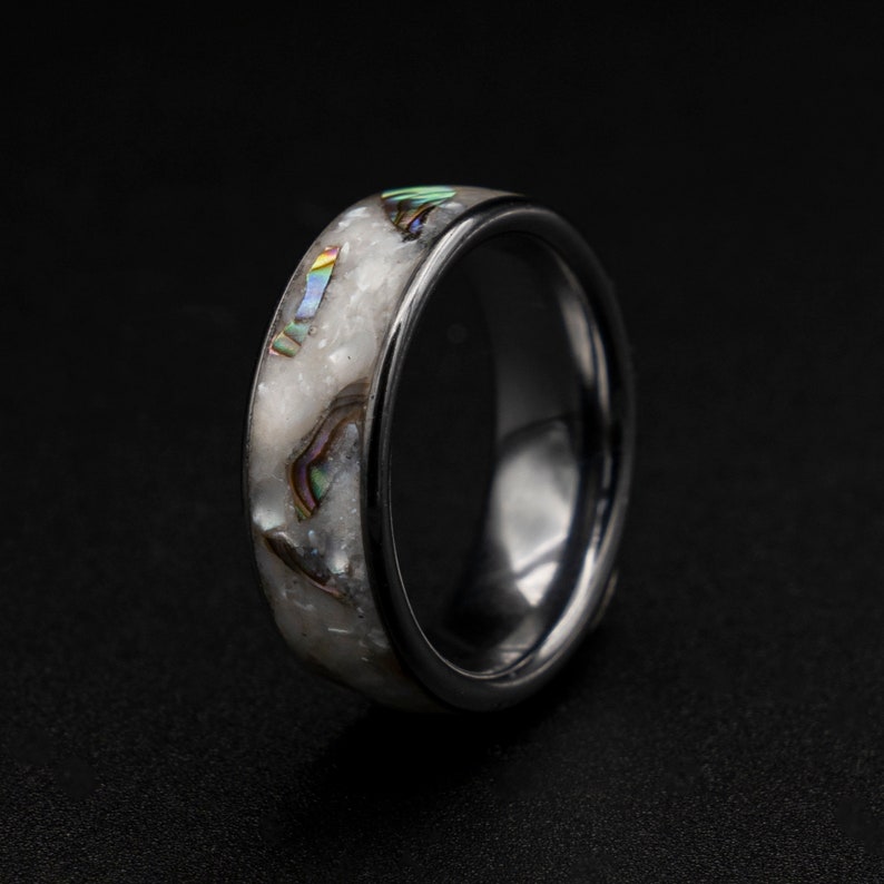 Pearl Ring Men Abalone Shell Ring Crushed Pearl Ring Mens | Etsy
