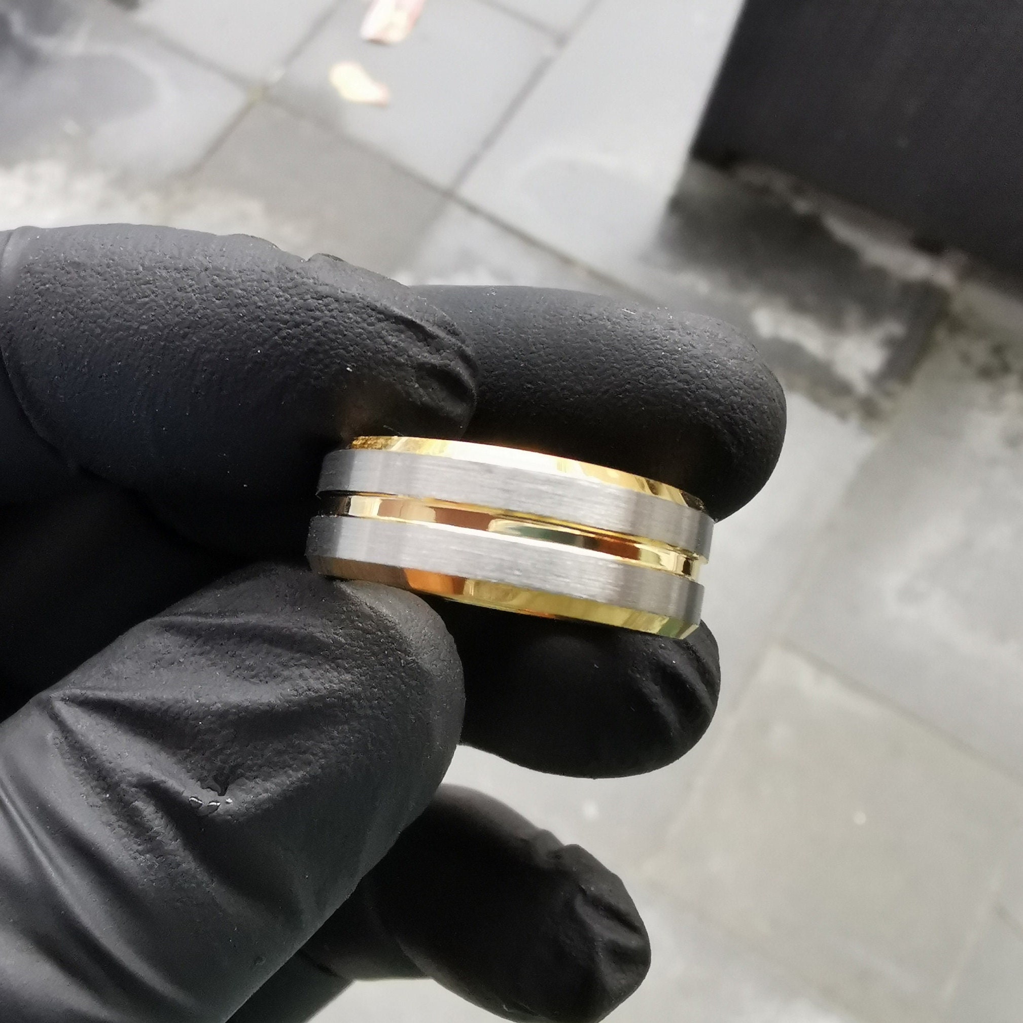 Gold tungsten ring, Cheap wedding ring, unique wedding band, cheap ring ...