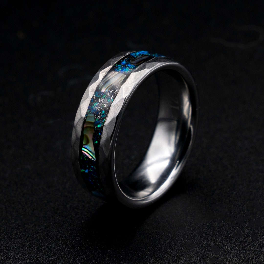 Abalone Shell Ring, Mens Wedding Band, Abalone Ring Mens Wedding Band ...