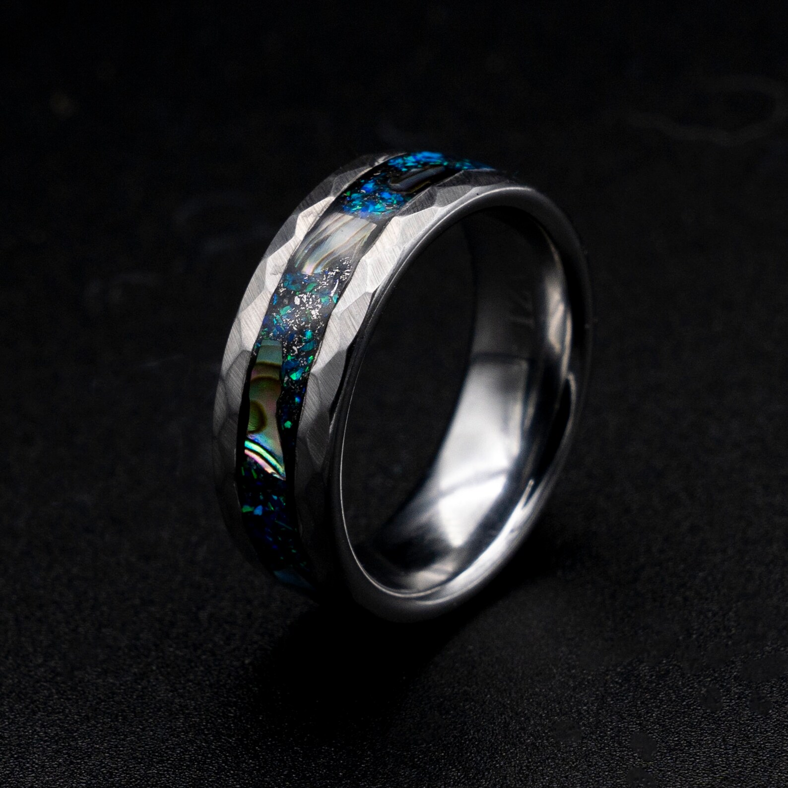 Abalone Shell Ring Mens Wedding Band Abalone Ring Mens | Etsy