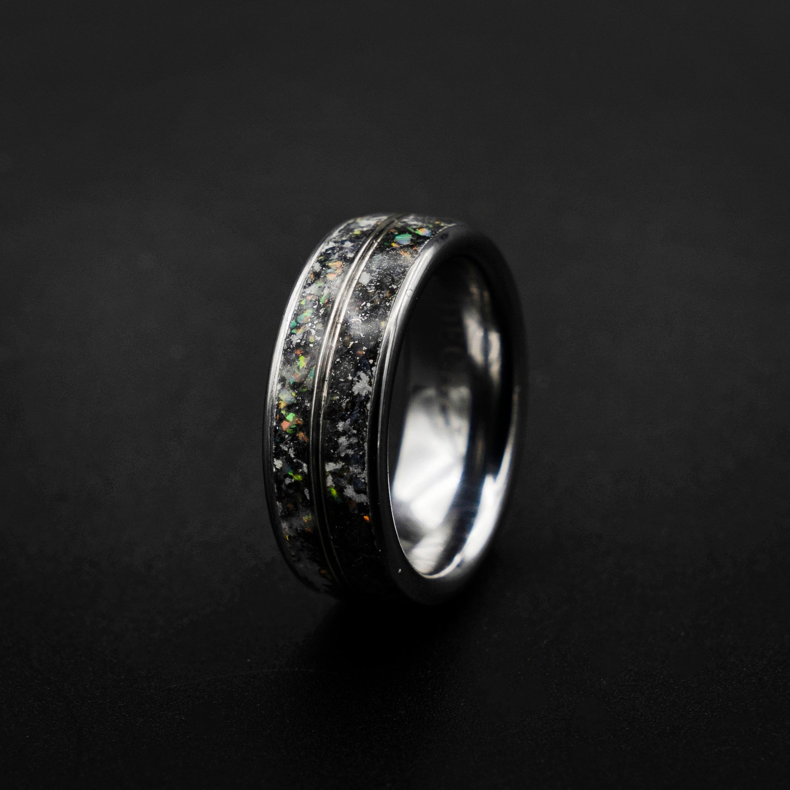 READY TO SHIP meteorite ring opal ring Glow in the dark | Etsy