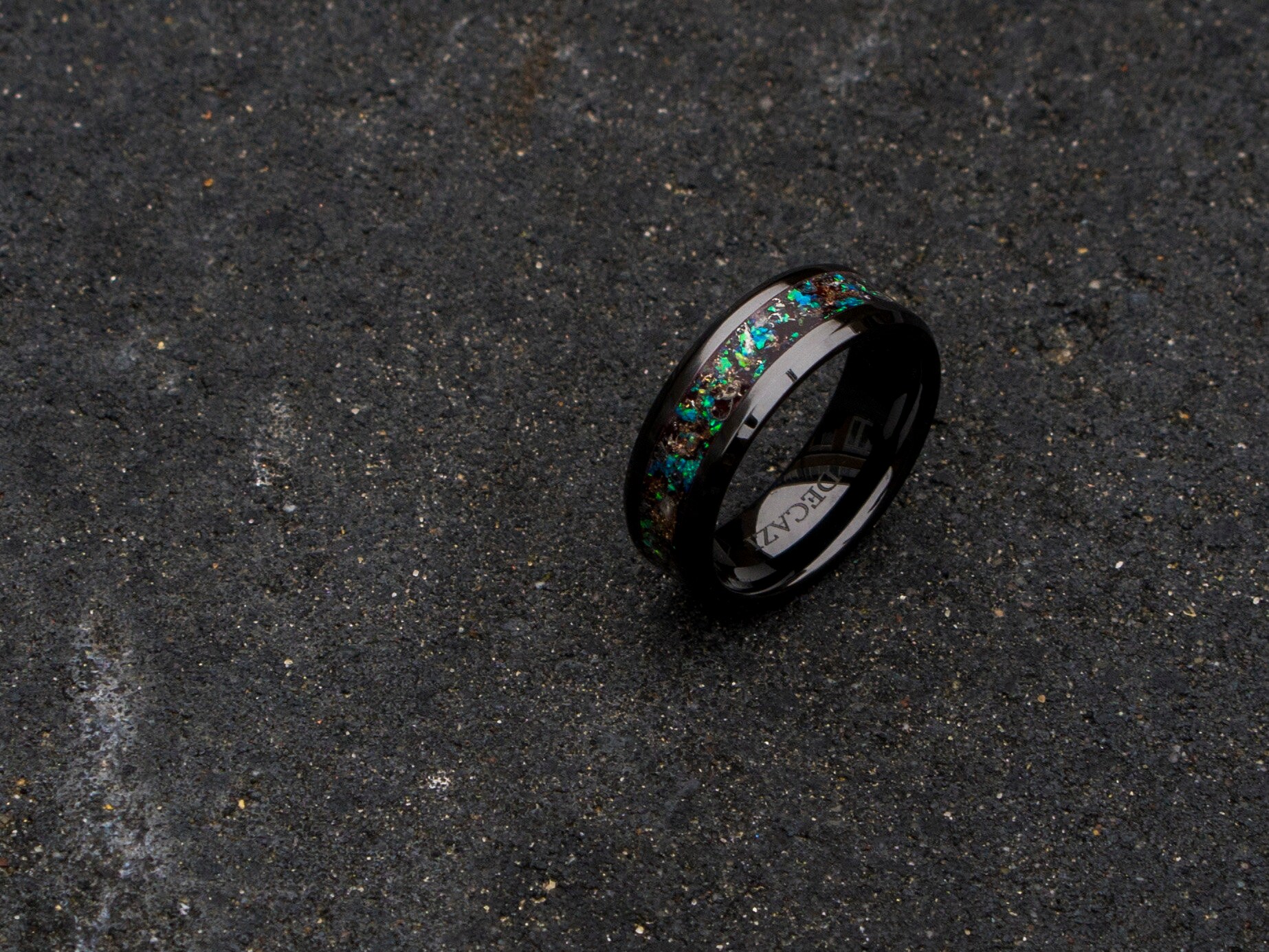 Meteorite ring Black ceramic ring, Black ring, black engagement ring ...