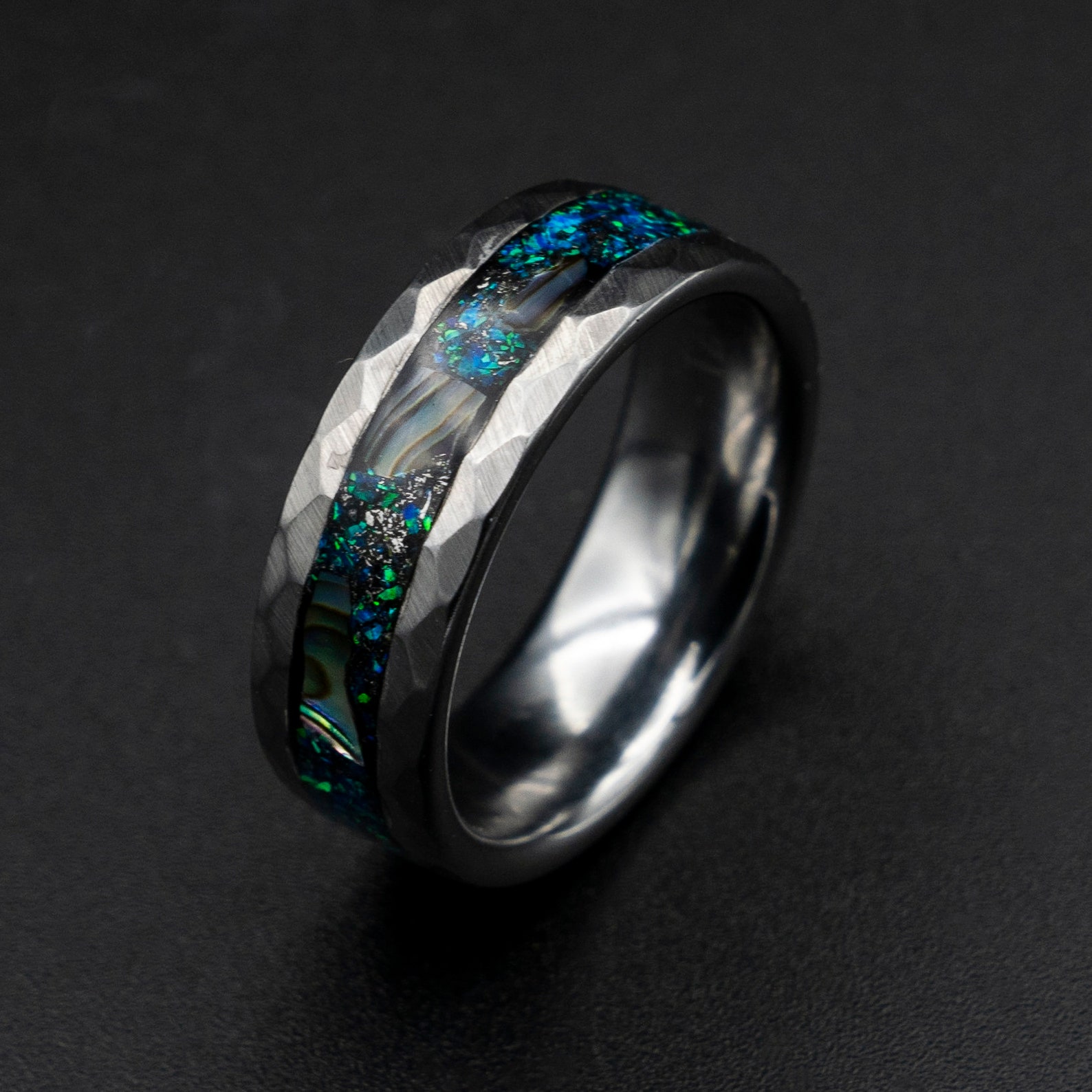 Abalone Shell Ring Mens Wedding Band Abalone Ring Mens | Etsy