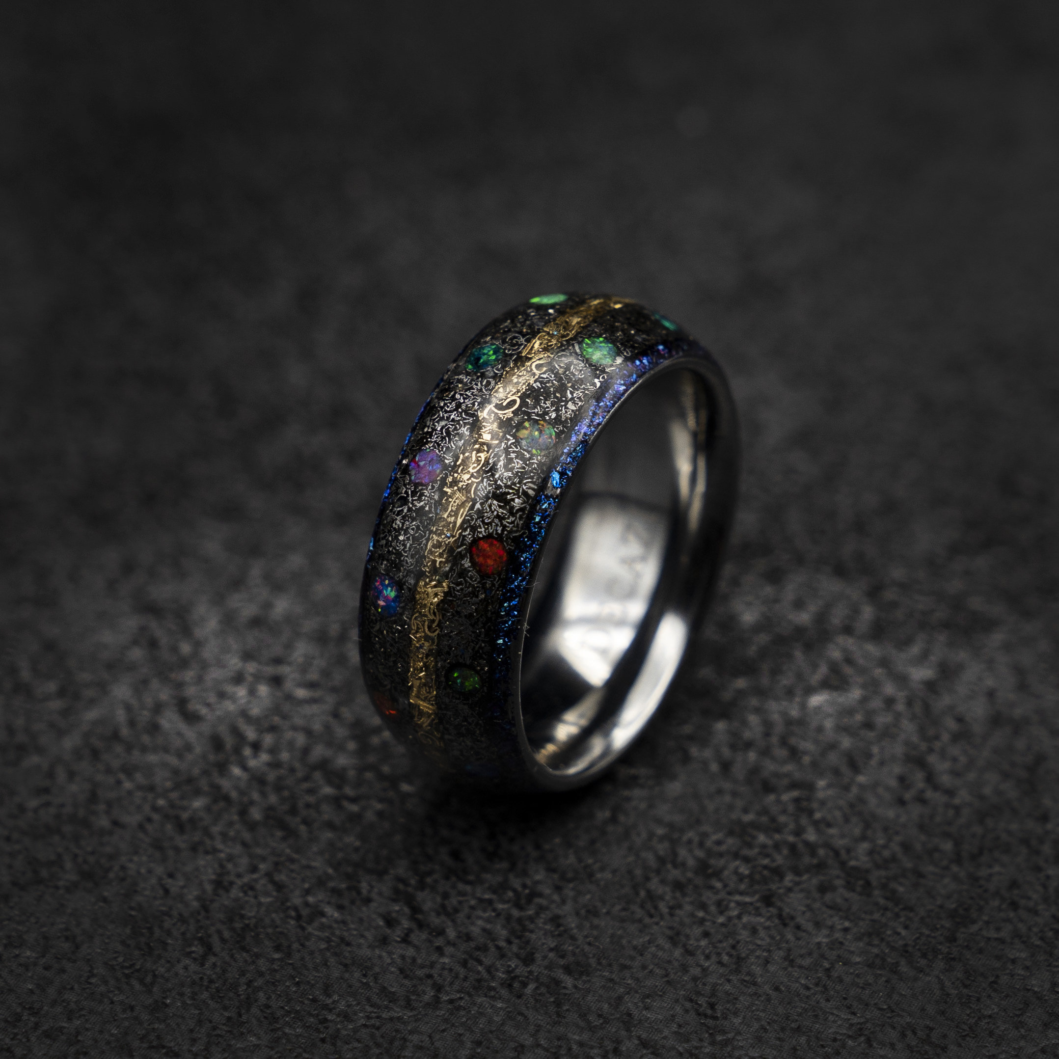 marvel infinity ring, Meteorite ring, Opal ring, tungsten, mens wedding ...