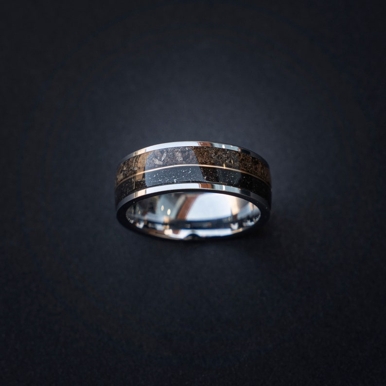 T-rex Dinosaur Bone Meteorite Engagement Ring Meteorite Ring - Etsy