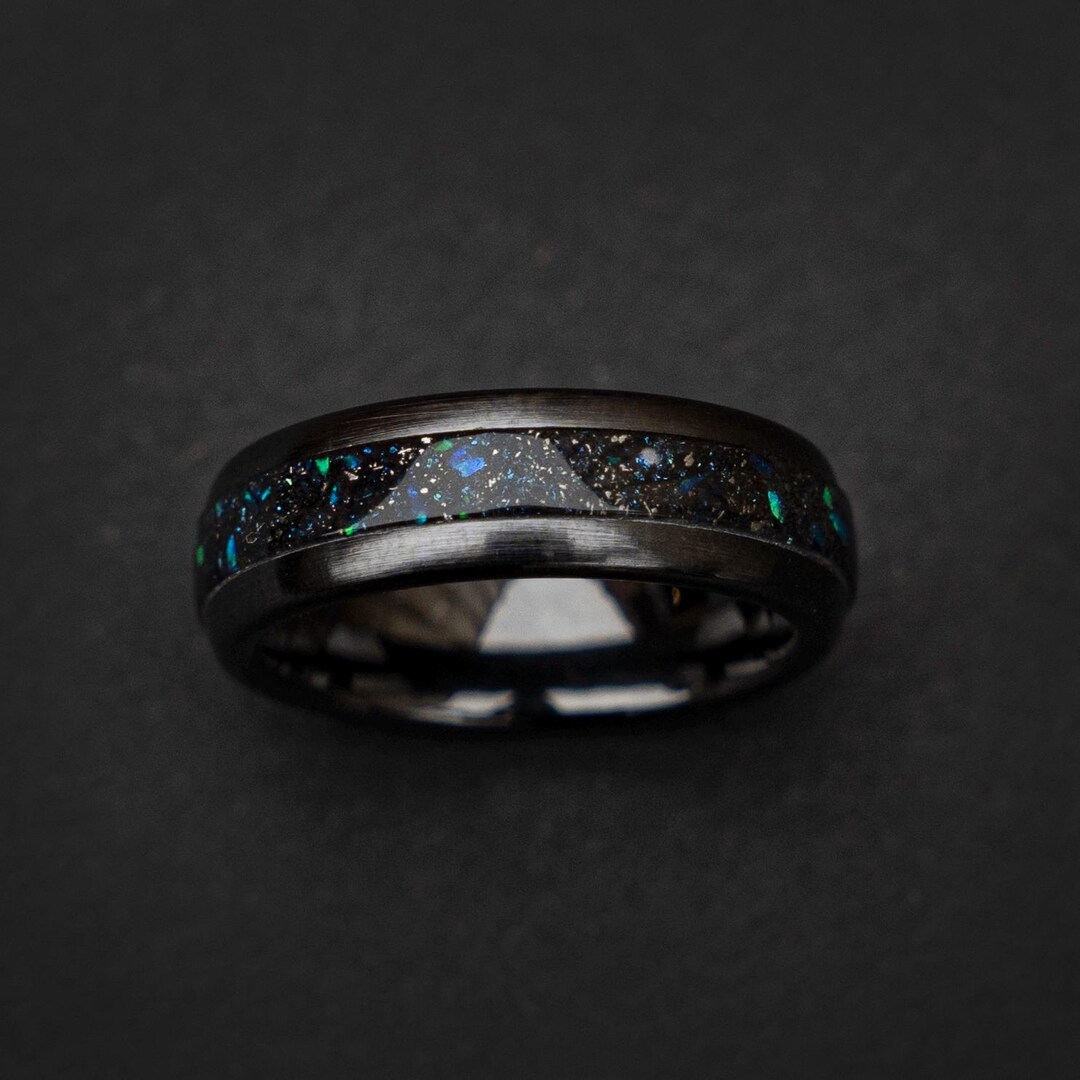 Galactic Elegance Stellar Style: 6mm Black Domed Ring Featuring Galaxy ...