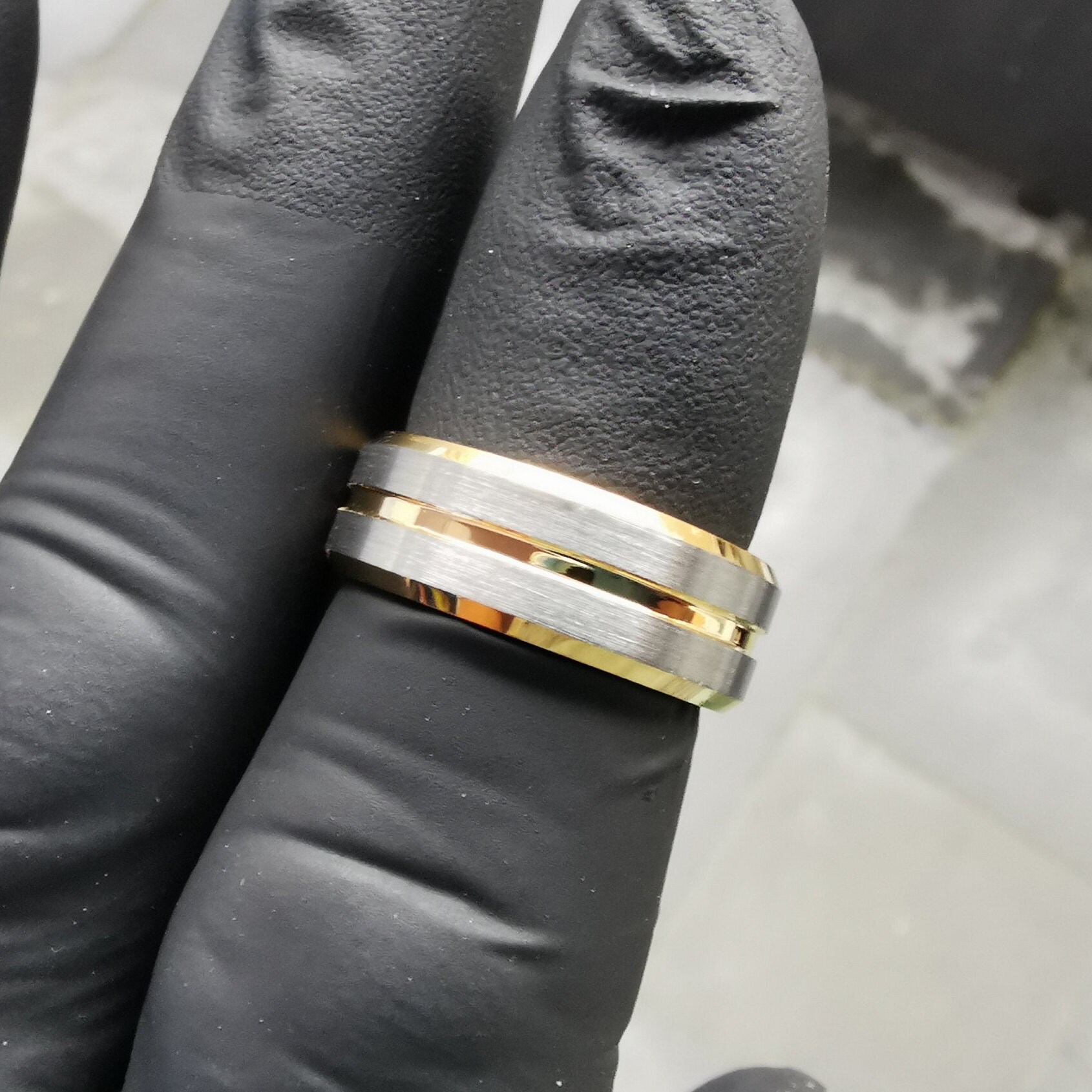 Gold tungsten ring, Cheap wedding ring, unique wedding band, cheap ring ...