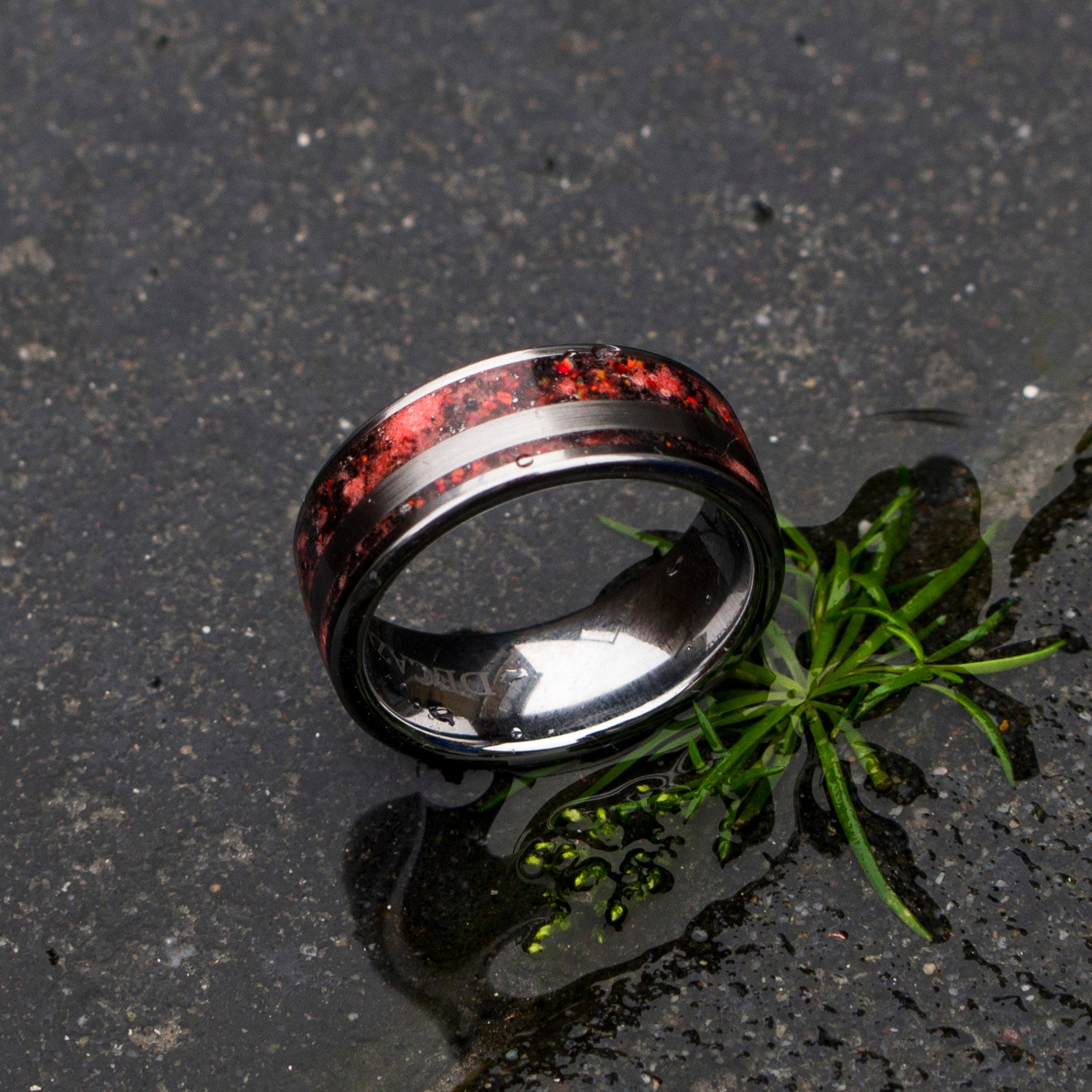 Red fire opal ring, opal engagement ring, opal wedding ring, meteorite ...