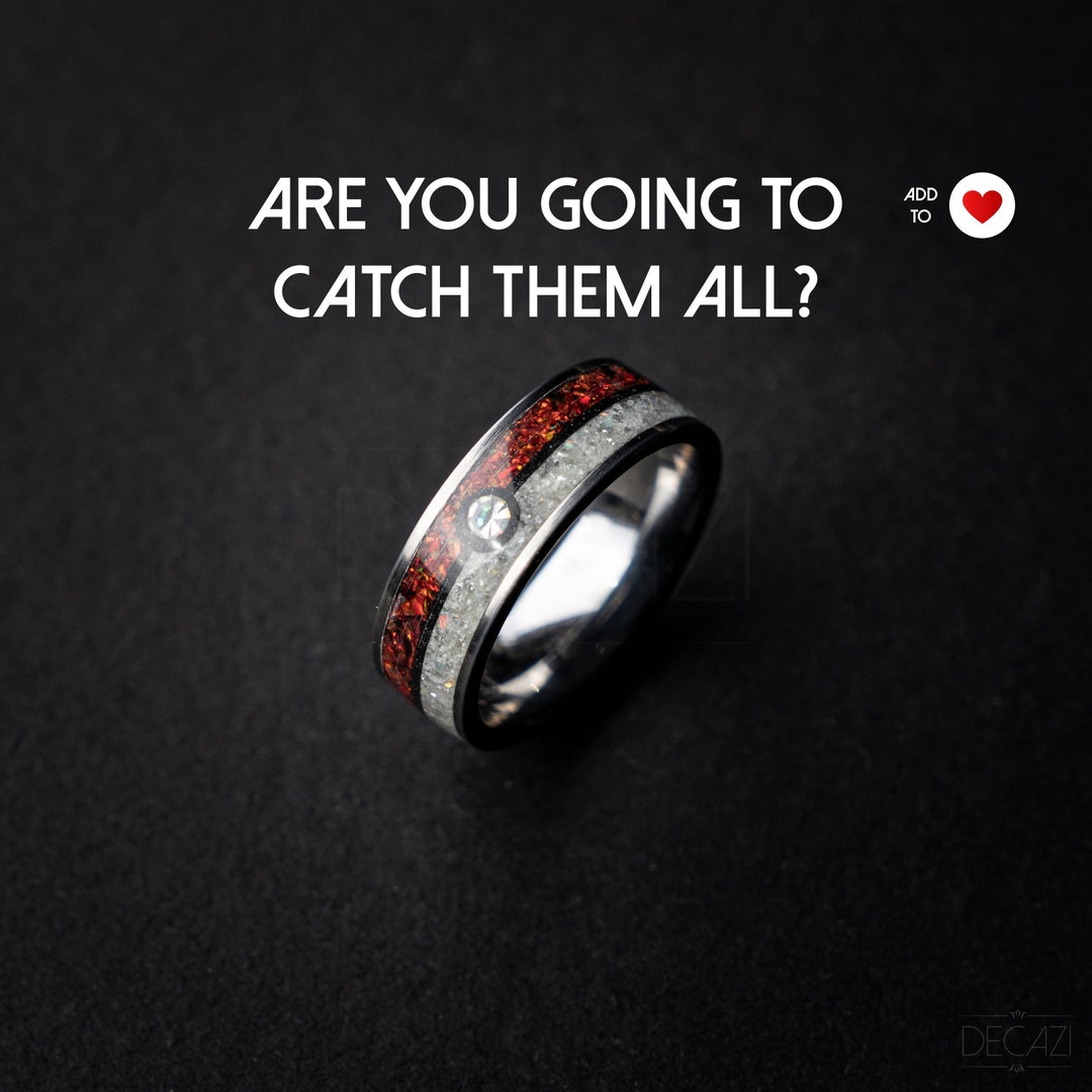 Ball Silver Tungsten Ring, Unique Ring, Japanese Anime Inspired, Fire ...
